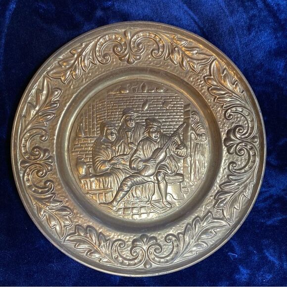 Wall Decor | Vintage Hammered Brass Repousse Wall Plate 1 Featuring ...